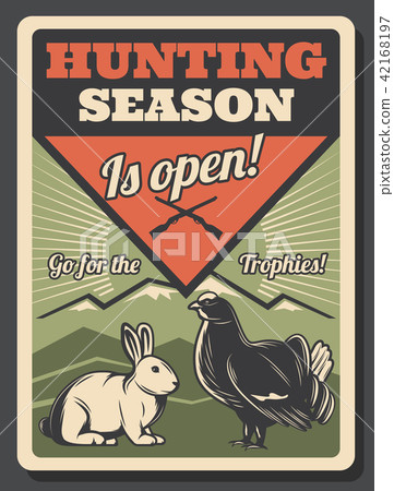 Hunting season openning retro poster with game - Stock Illustration ...