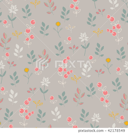 seamless background with berries and flowers - Stock Illustration ...