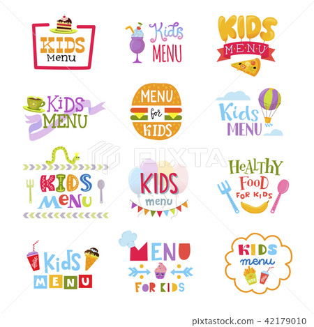 Kids menu vector lettering template for child s... - Stock Illustration ...