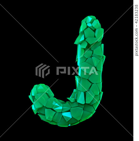 Capital letter J made of broken plastic green... - Stock Illustration ...