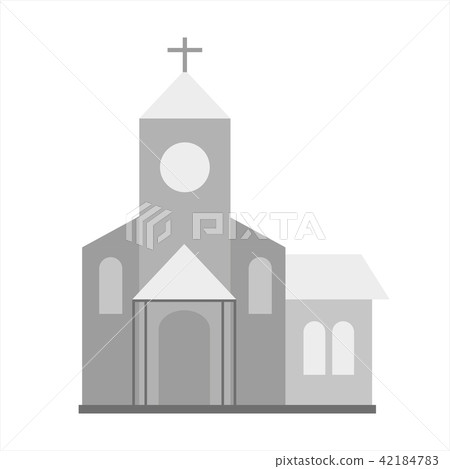 Church icon. Gray monochrome illustration of... - Stock Illustration ...