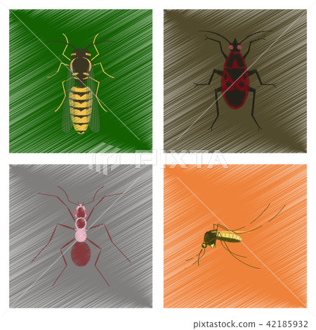 flat style insect honey wasp soldier ant mosquito - Stock Illustration ...