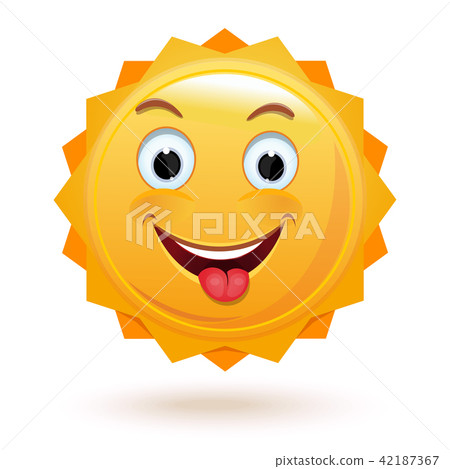 Cheerful anthropomorphic sun isolated on white - Stock Illustration ...