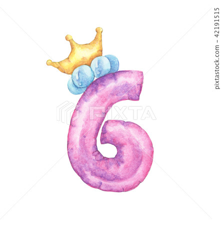 number six with crown isolated on white - Stock Illustration [42191515 ...