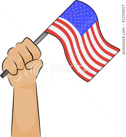 Hand Raise Flag Illustration - Stock Illustration [42204857] - PIXTA
