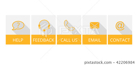 yellow contact buttons with long shadow - Stock Illustration [42206984 ...