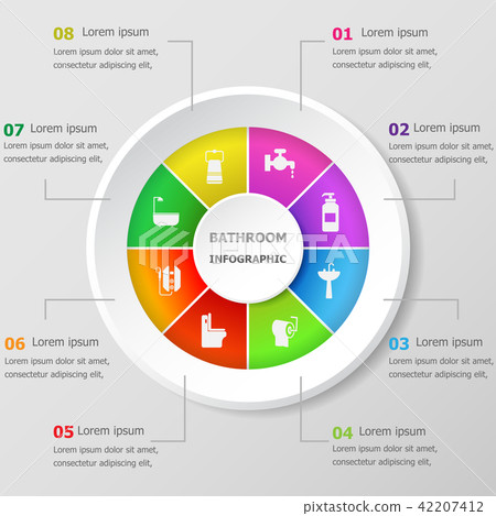 Infographic design template with bathroom icons - Stock Illustration ...