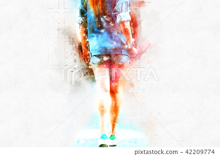 Beautiful women body watercolor painting - Stock Illustration [42209774 ...