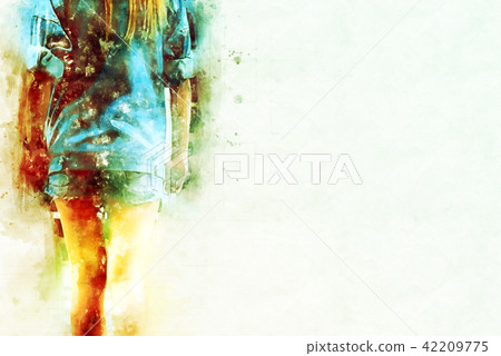 Beautiful women body watercolor painting - Stock Illustration [42209775 ...