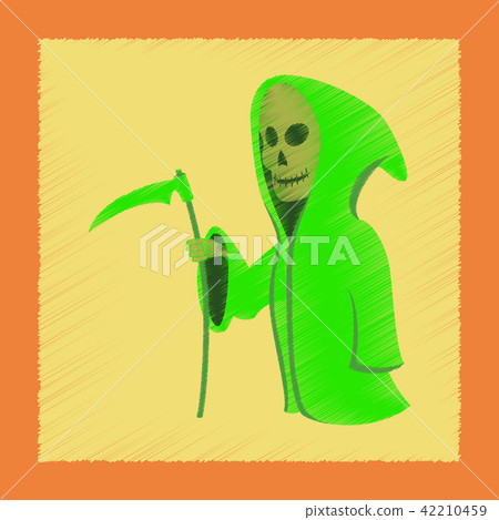 flat shading style icon halloween death scythe - Stock Illustration ...