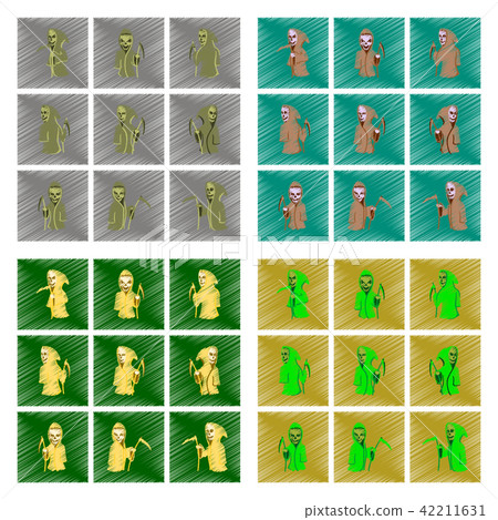 assembly flat style icon halloween death scythe - Stock Illustration ...