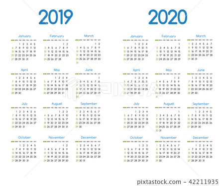 New year 2019 and 2020 calendar simple design - Stock Illustration ...