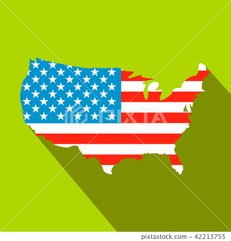 USA map flag flat icon - Stock Illustration [42213755] - PIXTA