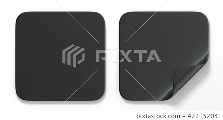 Blank black square stickers with curved corner 3D - Stock Illustration ...