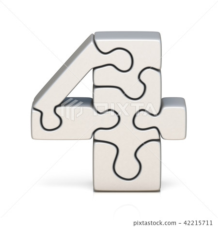 White puzzle jigsaw number FOUR 4 3D - Stock Illustration [42215711 ...