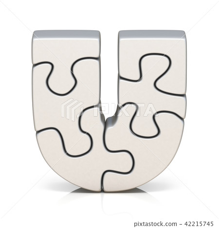 White puzzle jigsaw letter U 3D - Stock Illustration [42215745] - PIXTA
