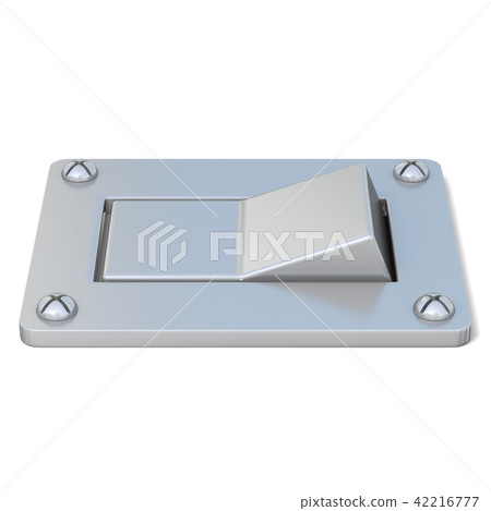 Blank, silver, power switch button. Side view. 3D - Stock Illustration ...