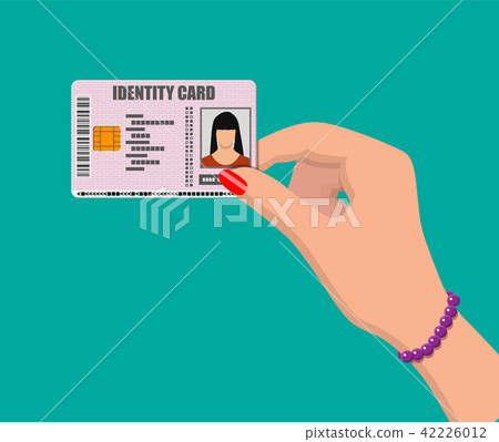 Female ID card in hand. - Stock Illustration [42226012] - PIXTA