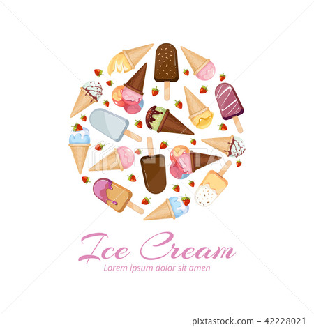 Ice cream vector icons logos set in circle design - Stock Illustration ...