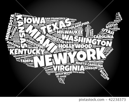 USA Map word cloud collage - Stock Illustration [42238373] - PIXTA