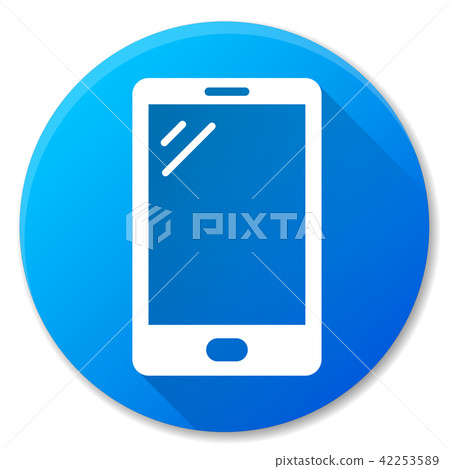 mobile phone blue circle icon - Stock Illustration [42253589] - PIXTA