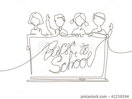 Back to school - one line design style... - Stock Illustration ...