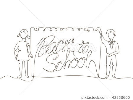 Back to school - one line design style... - Stock Illustration ...