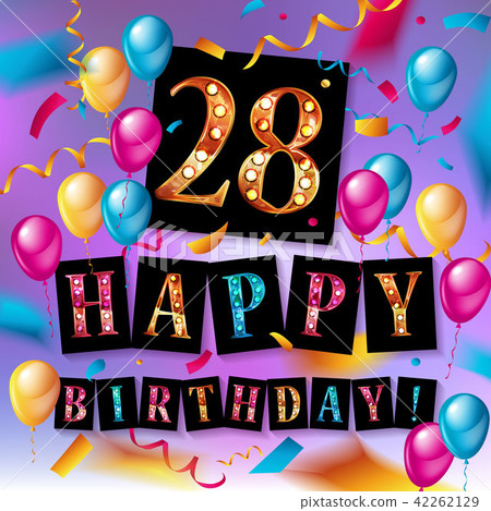 28 th birthday celebration greeting card - Stock Illustration [42262129 ...