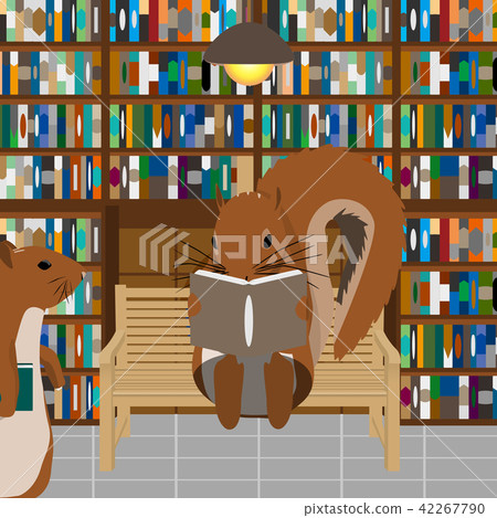 Squirrel reading a book - Stock Illustration [42267790] - PIXTA