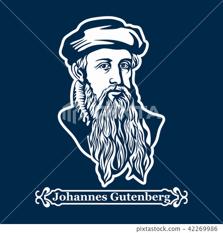Johannes Gutenberg. First printer, publisher of th - Stock Illustration ...