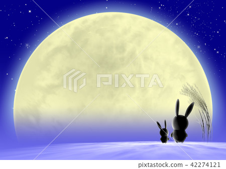 Moon view fantasy rabbit suzuki night sky copy... - Stock Illustration ...