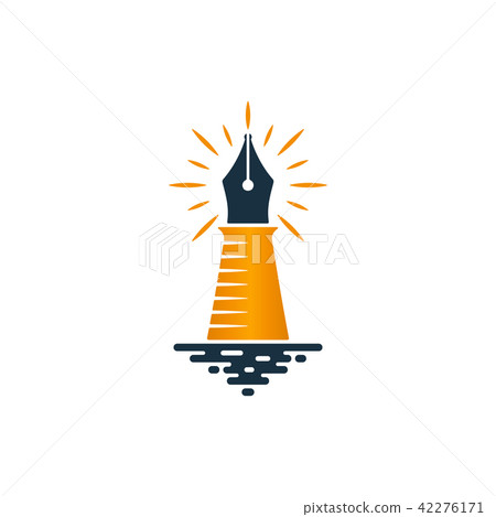 Lighthouse and fountain pen logo design - Stock Illustration [42276171 ...