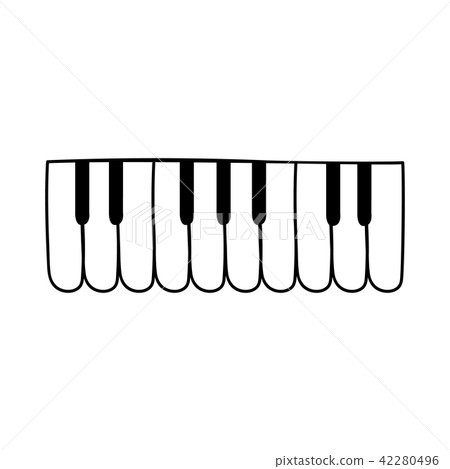 Vector Flat piano keyboard silhouette icon - Stock Illustration ...