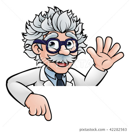 Cartoon Scientist Professor Pointing at Sign - Stock Illustration ...