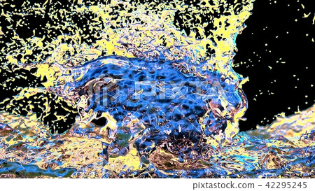 Colored liquid splashing in slow motion. 3D... - Stock Illustration ...