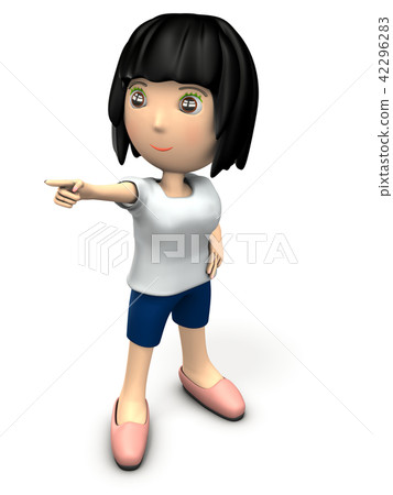 Cute character pointing at goal - Stock Illustration [42296283] - PIXTA