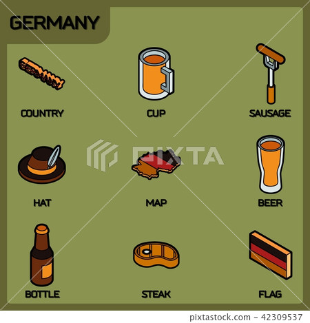 Germany color outline isometric icons - Stock Illustration [42309537 ...