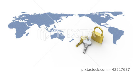 World map and key - Stock Illustration [42317687] - PIXTA