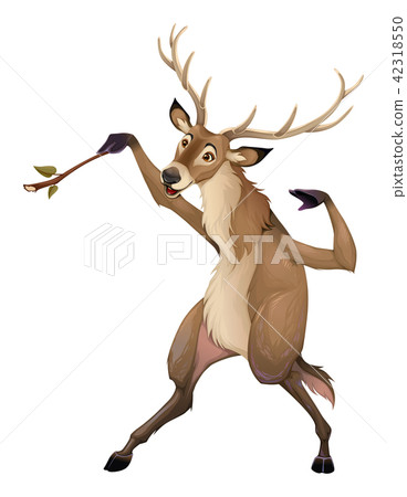 Funny deer is playing with branch like a conductor - Stock Illustration ...