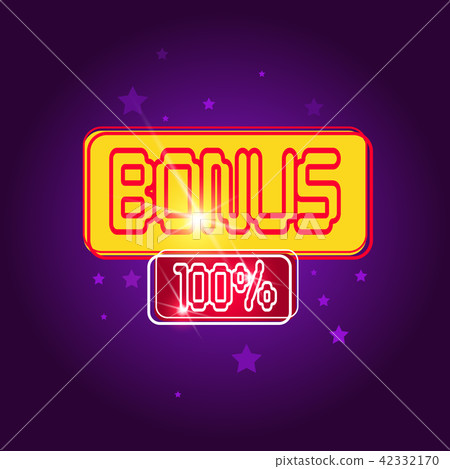bonus lettering violet background icon sticker... - Stock Illustration ...
