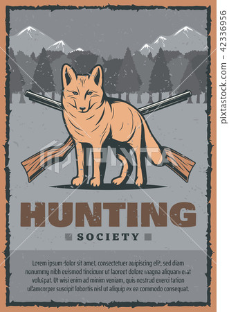 Vector vintage poster for fox hunt - Stock Illustration [42336956] - PIXTA