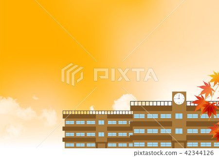 School Building Autumn Background - Stock Illustration [42344126] - PIXTA