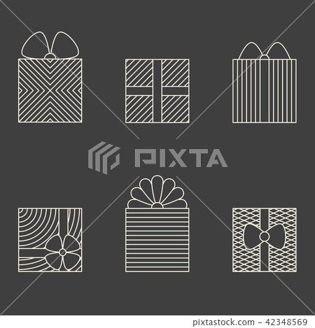 Set of minimalistic linear gift boxes - Stock Illustration [42348569 ...