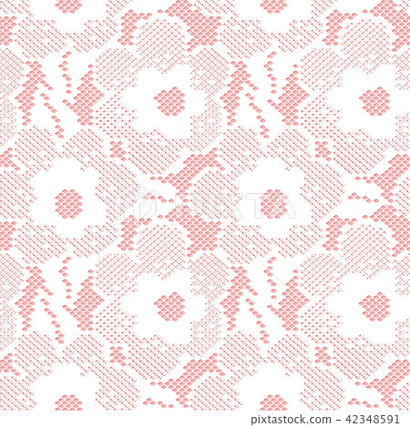 Seamless flower lace pattern on pink background - Stock Illustration ...