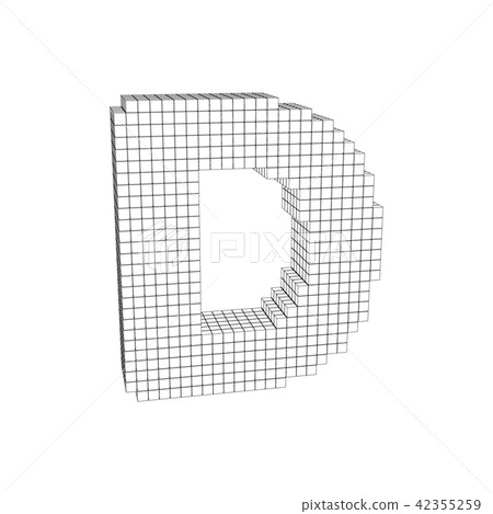 3d pixelated capital letter D. Vector outline - Stock Illustration ...