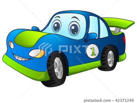 Vector illustration of Cartoon sport blue car - Stock Illustration ...