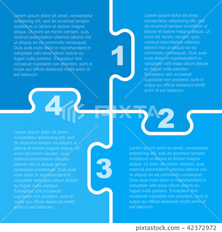 Four Blue Piece Puzzle Infographic. 4 Step. - Stock Illustration ...