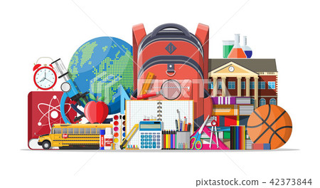 Big school set. School supplies, stationery-插圖素材 [42373844] - PIXTA圖庫