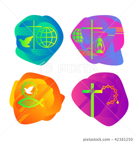 A set of bright colored Christian logos - Stock Illustration [42381250 ...