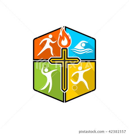 Athletic Christian logo. Sports symbols - Stock Illustration [42381557 ...